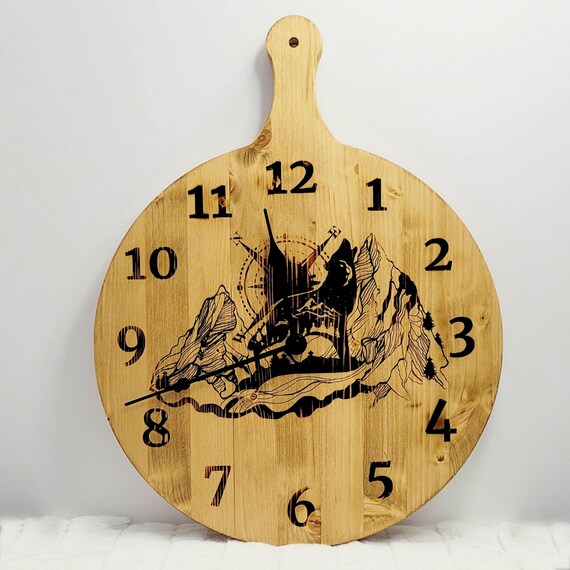 Home Décor Clocks Home & Living Wolf Compass Wall Clock Wood Burned ...