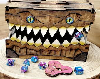 Large Mimic Treasure Chest | Fantasy Storage Box | Dungeon Dice Holder ...