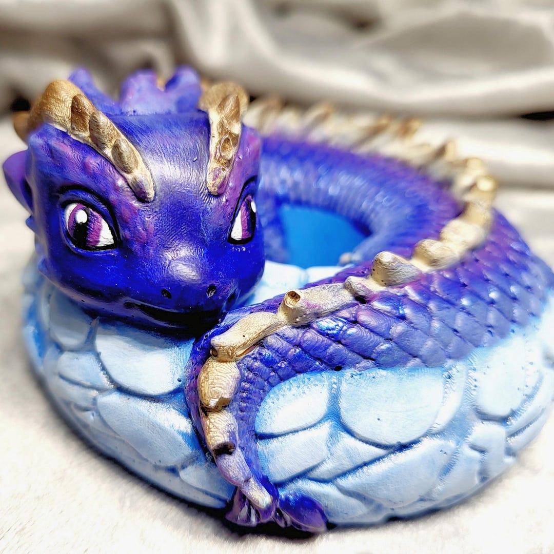 Dragon Curled up on Ice, Resin, Hand Painted - Etsy