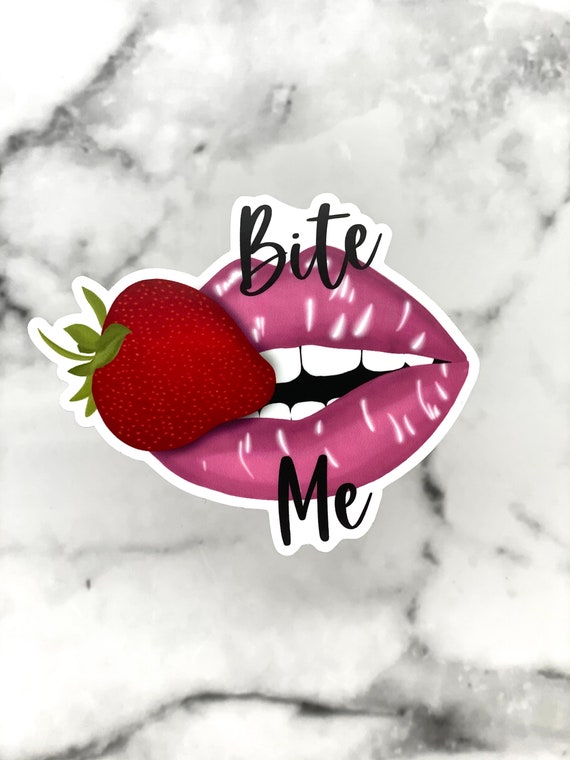 Strawberry Bite Me Sticker | Etsy