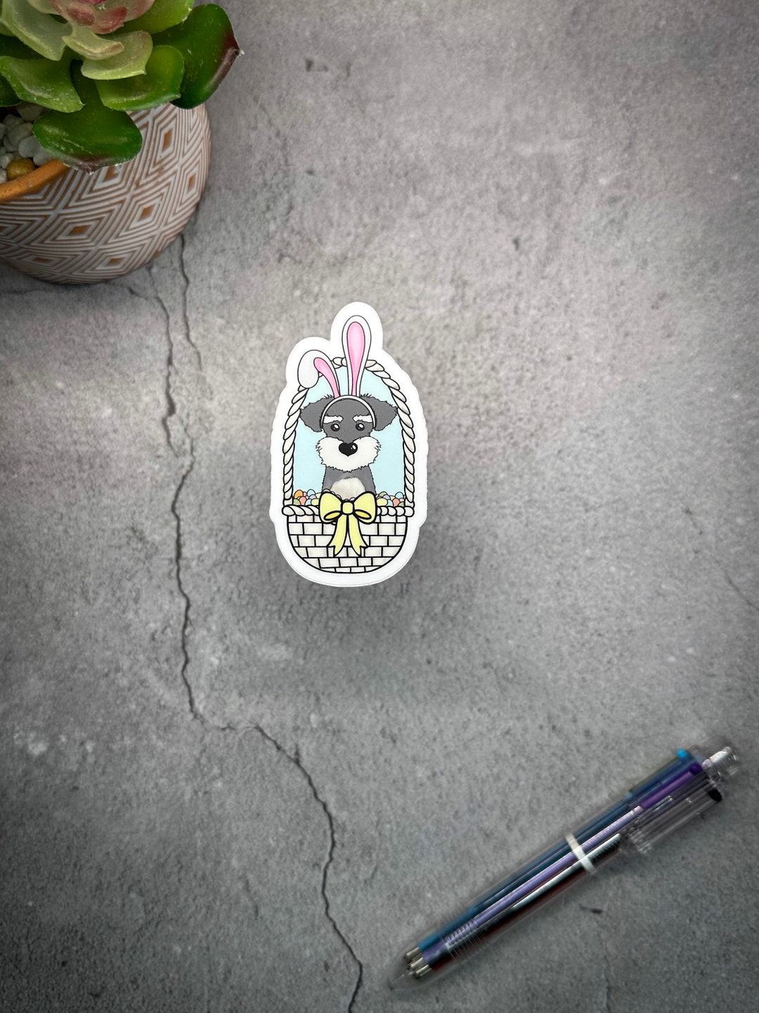 Waterproof Vinyl Sticker of a Schnauzer Dog Dressed up for Easter - Etsy