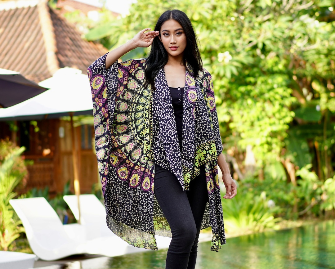 Butterfly Jacket, Boho Jacket, Oversize, Bali Batik, Beach, Cover-up ...