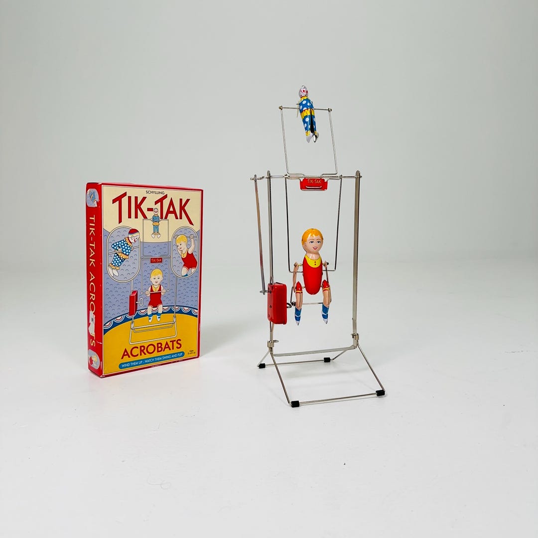 Vintage Schylling Tik-tak Acrobats Tin Toy | Wind-up Circus Acrobat ...