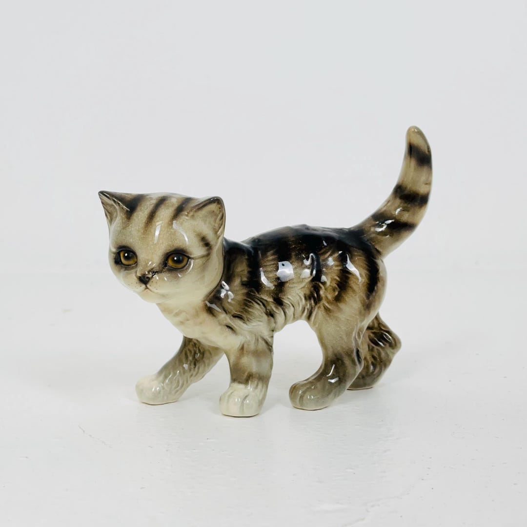 Vintage Porcelain Goebel Gray Tabby Cat Figurine West Germany - Etsy