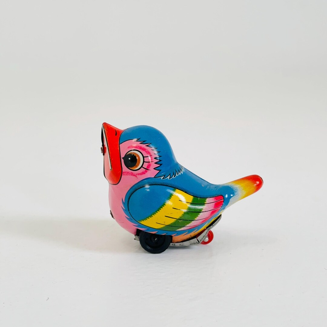 Vintage Noguchi Tinplate Baby Bird Friction Toy – Blue Chick ...