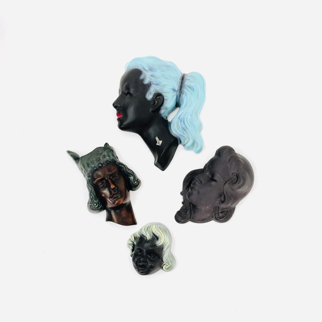Vintage Mid-century Ceramic Wall Masks – Set of 4 Dramatic Faces ...
