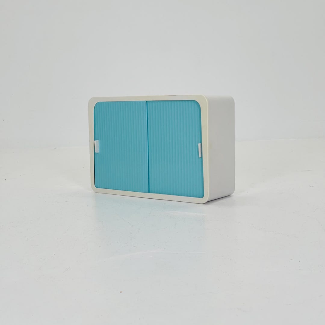 Vintage Retro Plastic Medicine Cabinet | 70s Aqua Blue Sliding Door ...