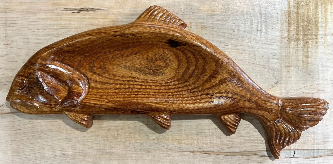 Incredible Trout/fish Carving From a Wormy White Oak, Fish Carving ...