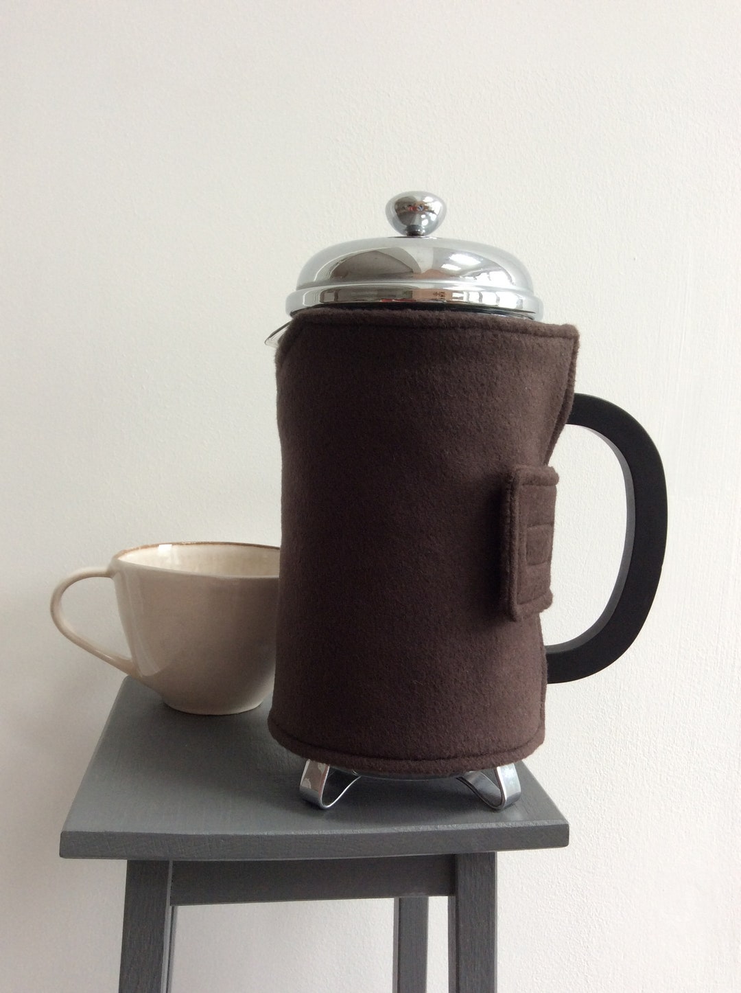 Cashmere wool Cafetiere cosy, woolen French press wrap, Cafetiere wool ...