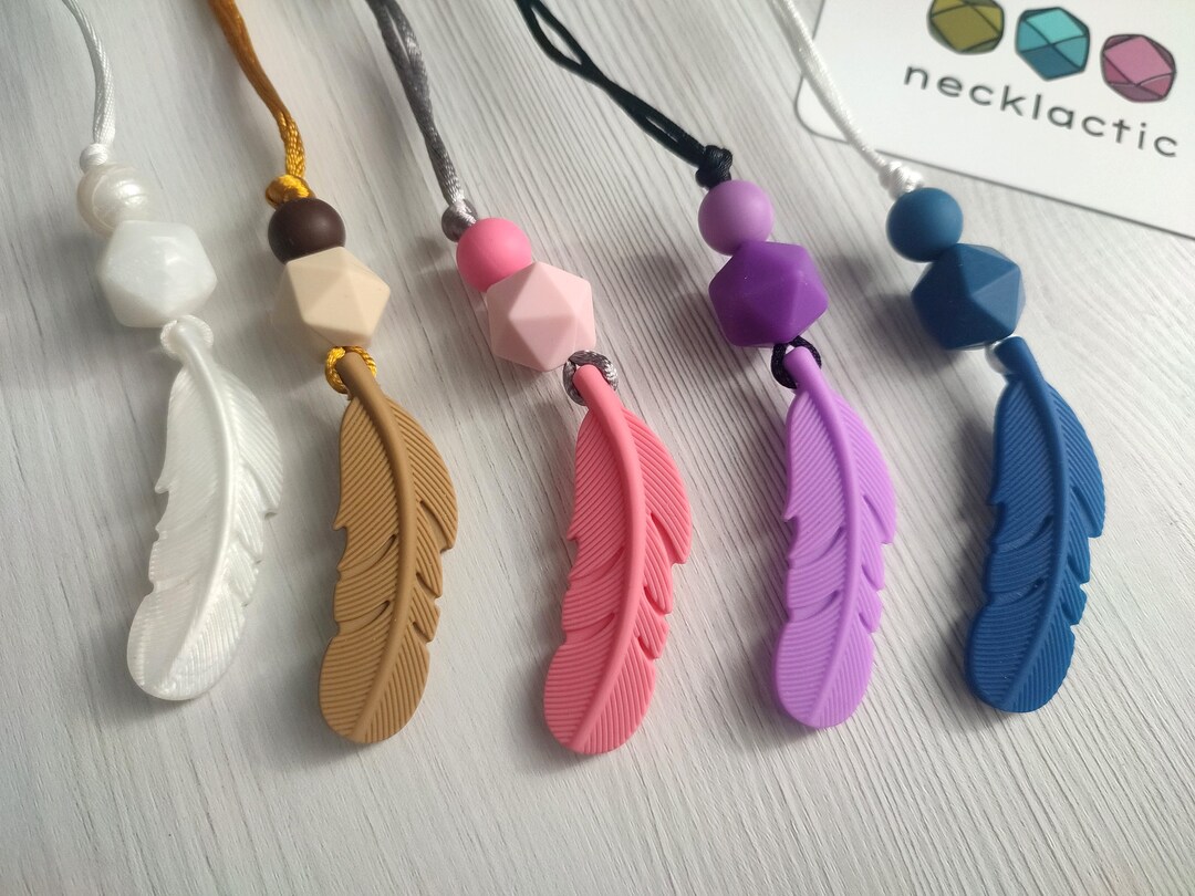 Simple Feather - Silicone Necklace - Fidget Necklace - Fiddle Necklace ...