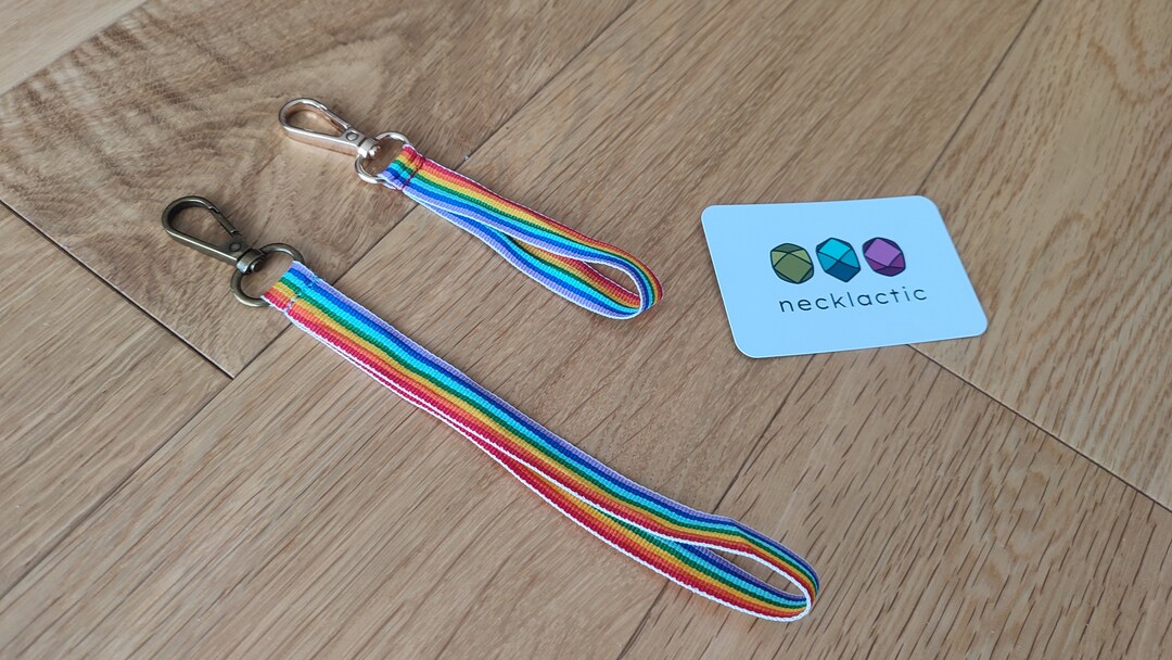 Rainbow Pride Keychain - Wrist Strap - Key Fob Accessory - Backpack ...