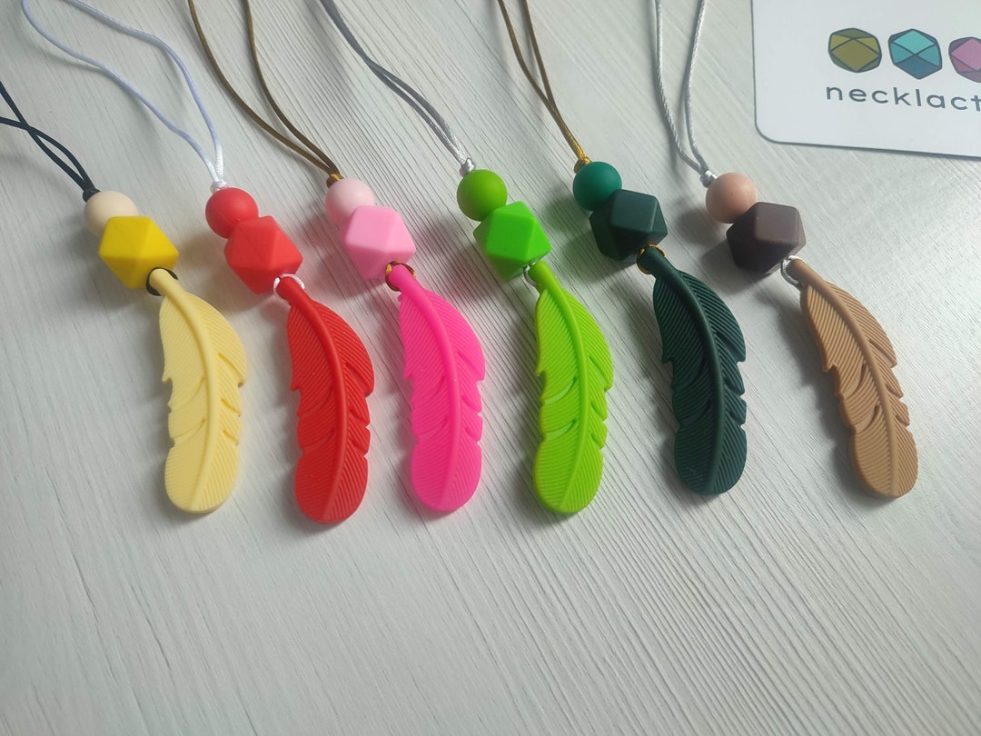 Bright Simple Feather - Silicone Necklace - Fidget Necklace - Fiddle ...