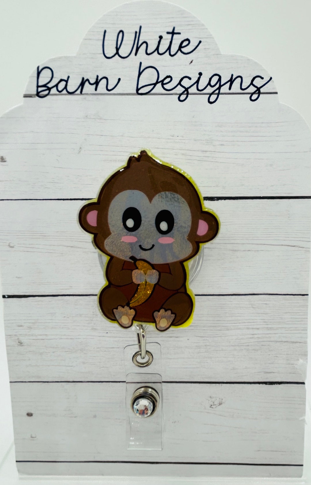 Monkey Badge Reel Banana Zoo Animals Acrylic Badge Reel Nurse Badge Rn ...