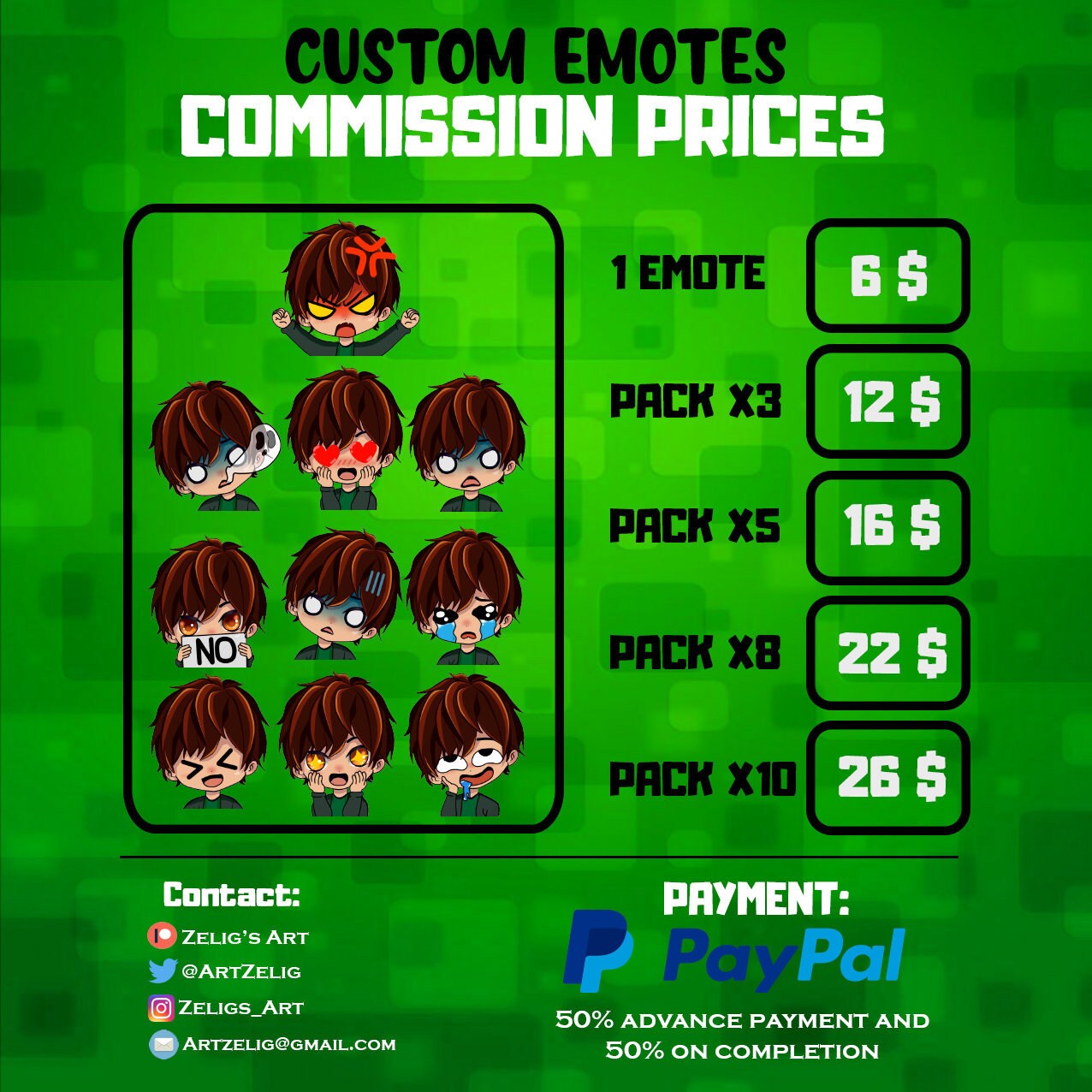 Custom emotes / Emotes personalizados | Etsy