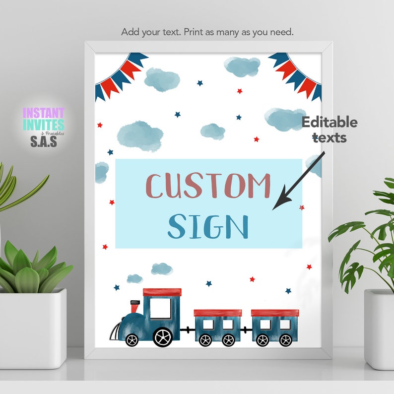 Editable Train Sign Train Custom Sign Train703 - Etsy