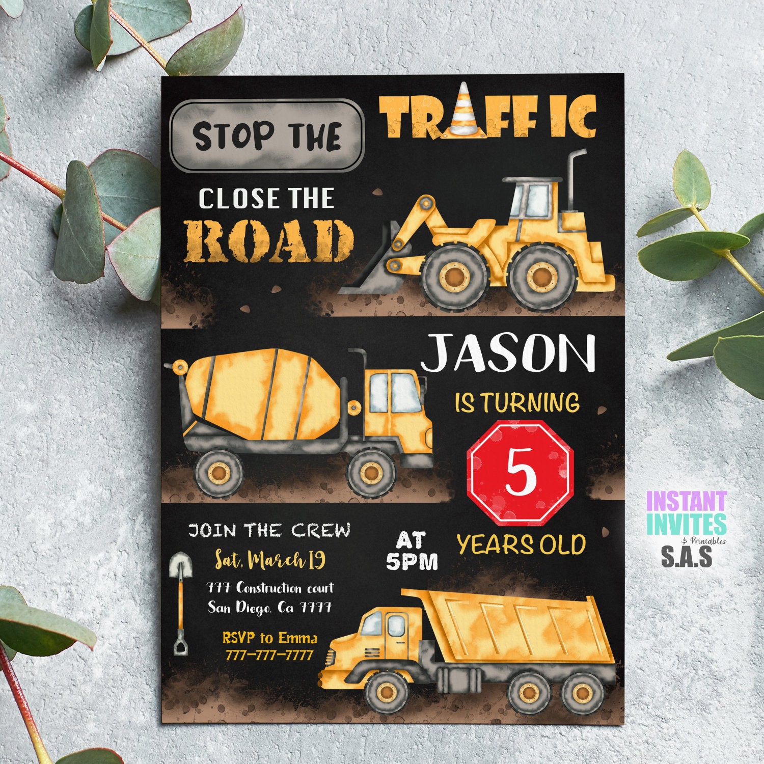 Construction Invitation Construction Invites Instant - Etsy