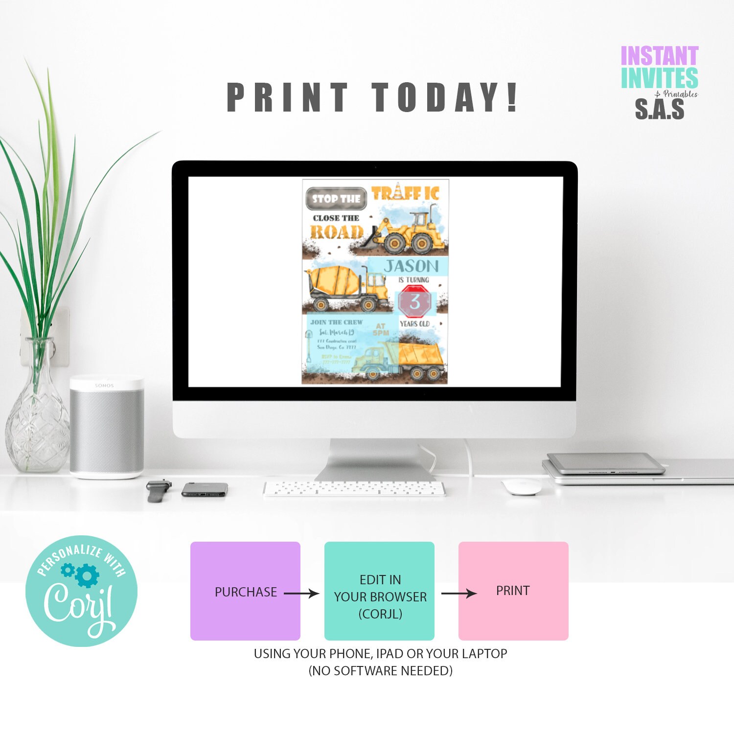 Construction Invitation Construction Invites Instant - Etsy