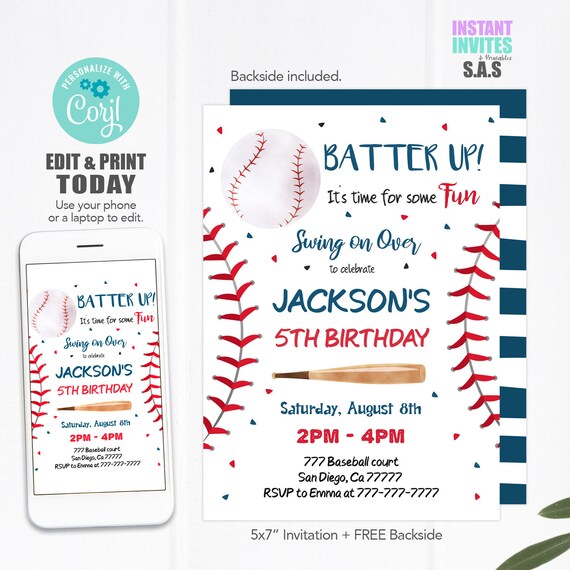 Baseball Invitations Baseball Invites Instant Download - Etsy