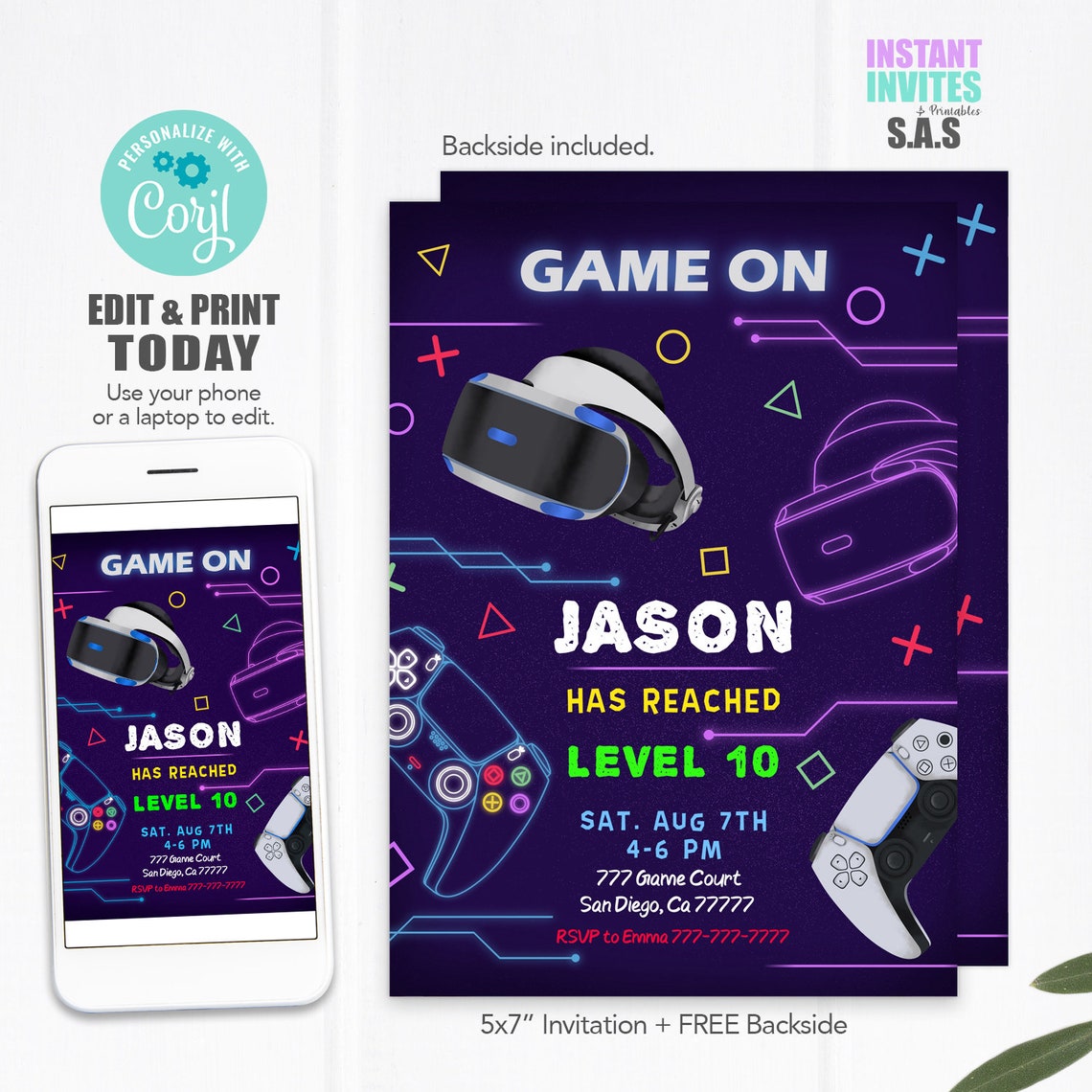 VR Invitation Virtual Reality Games Invites Instant Download - Etsy