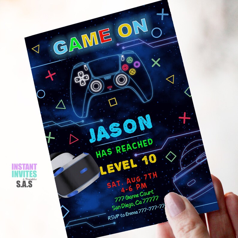 VR Invitation Virtual Reality Games Invites Instant Download - Etsy