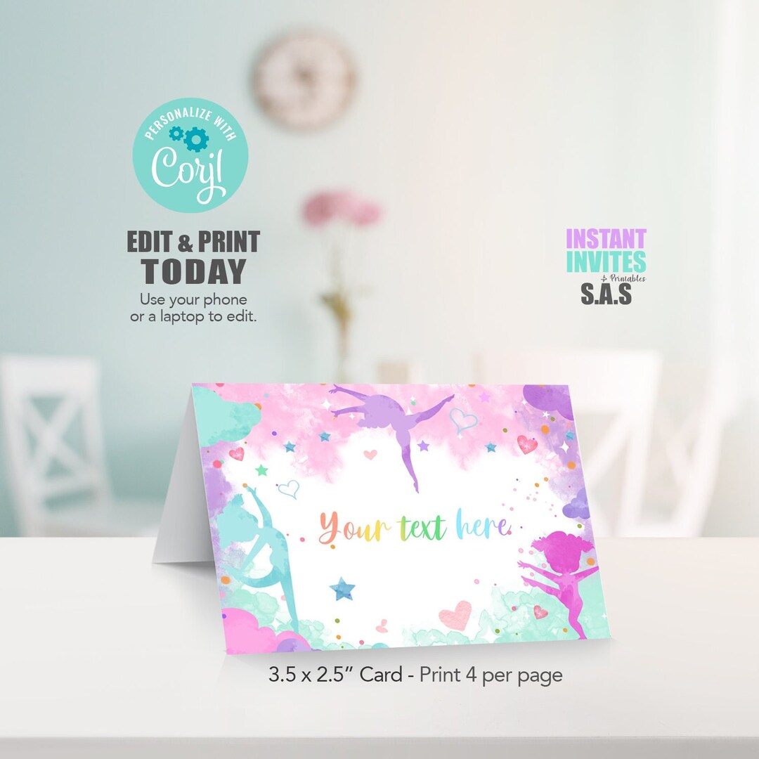 Gymnastics Party Food Labels: Editable Tent Cards (digital Download) - Etsy