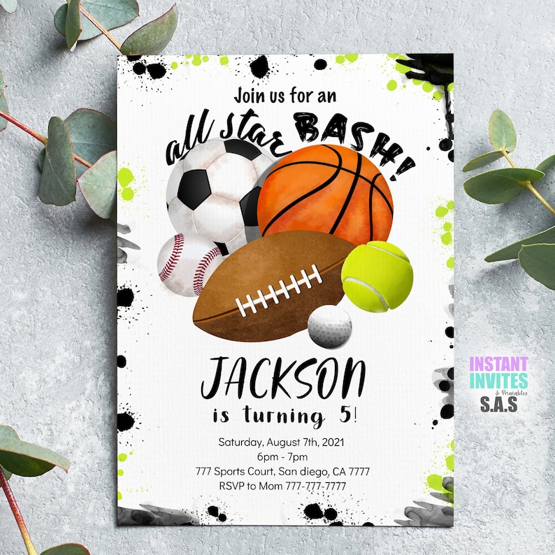 Sports Invitation Sports Invites Instant Download Sport | Etsy
