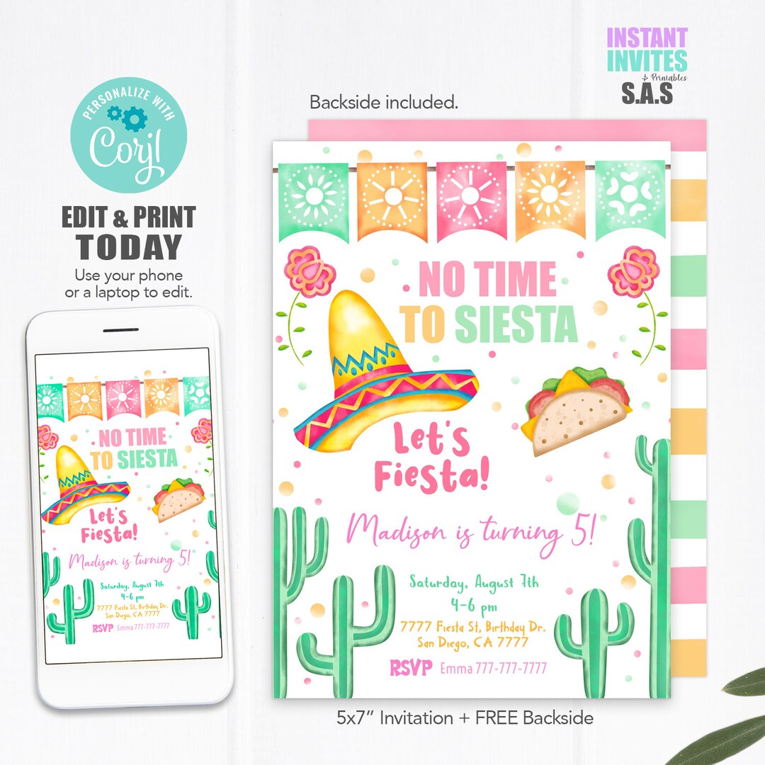 Fiesta Invitation, Fiesta Invites, Instant Download Fiesta Invitations ...