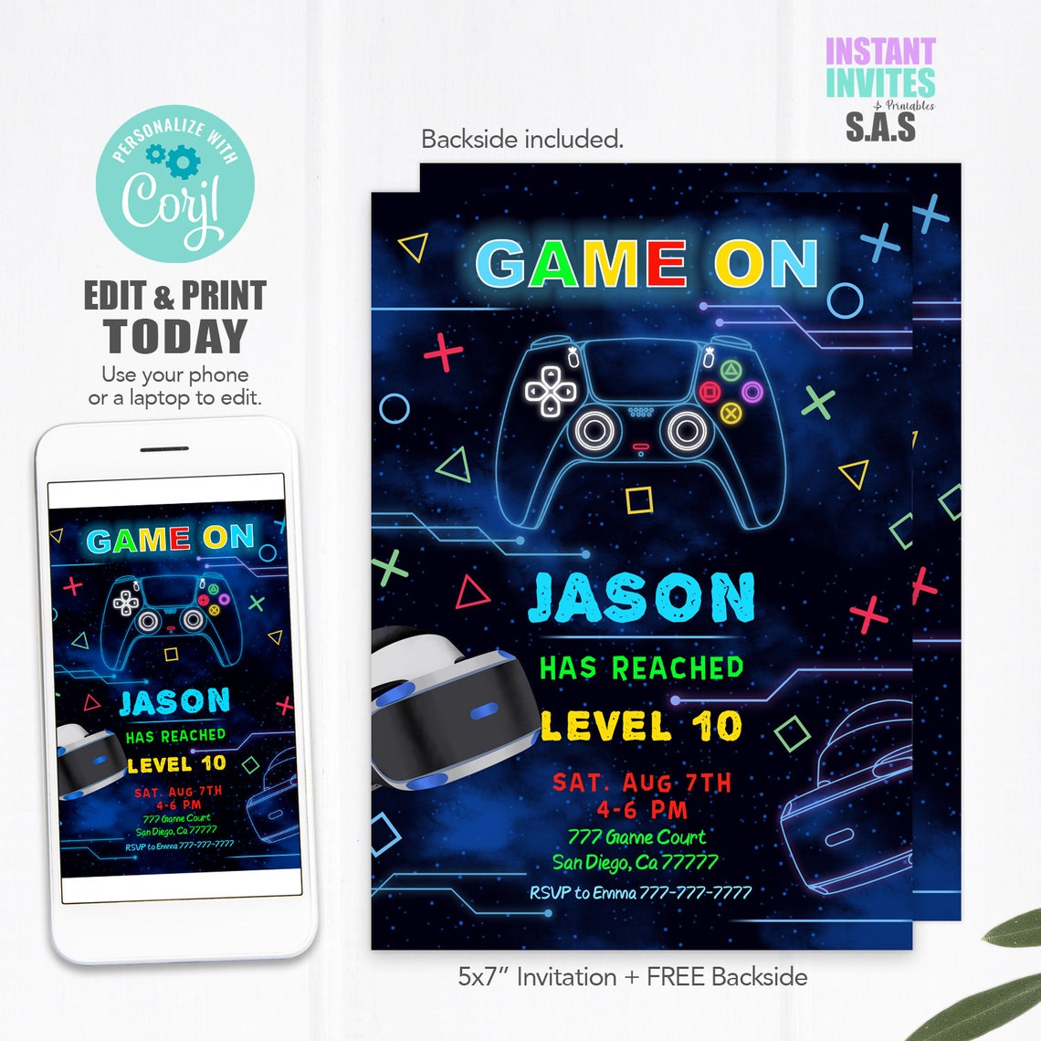 Vr Invitation Virtual Reality Games Invites Instant Download Etsy