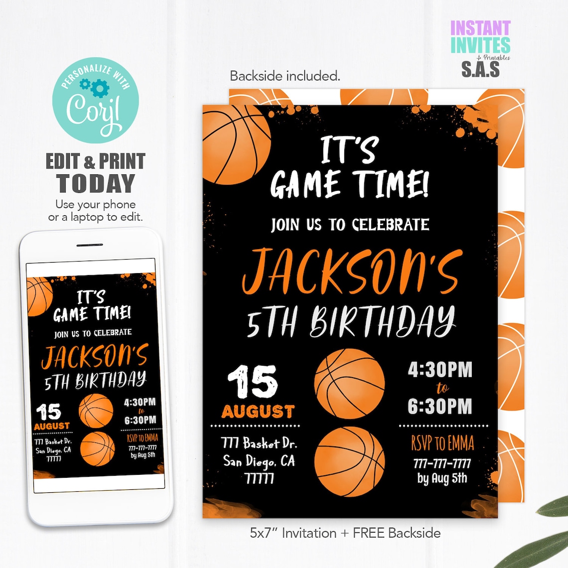 Basketball Invitation Basketball Invites Instant Download - Etsy