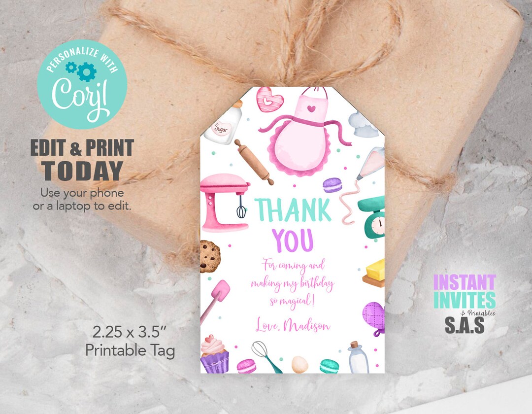 Baking Tags, Baking Birthday Tags, Baking Favor Tags, Baking704 - Etsy