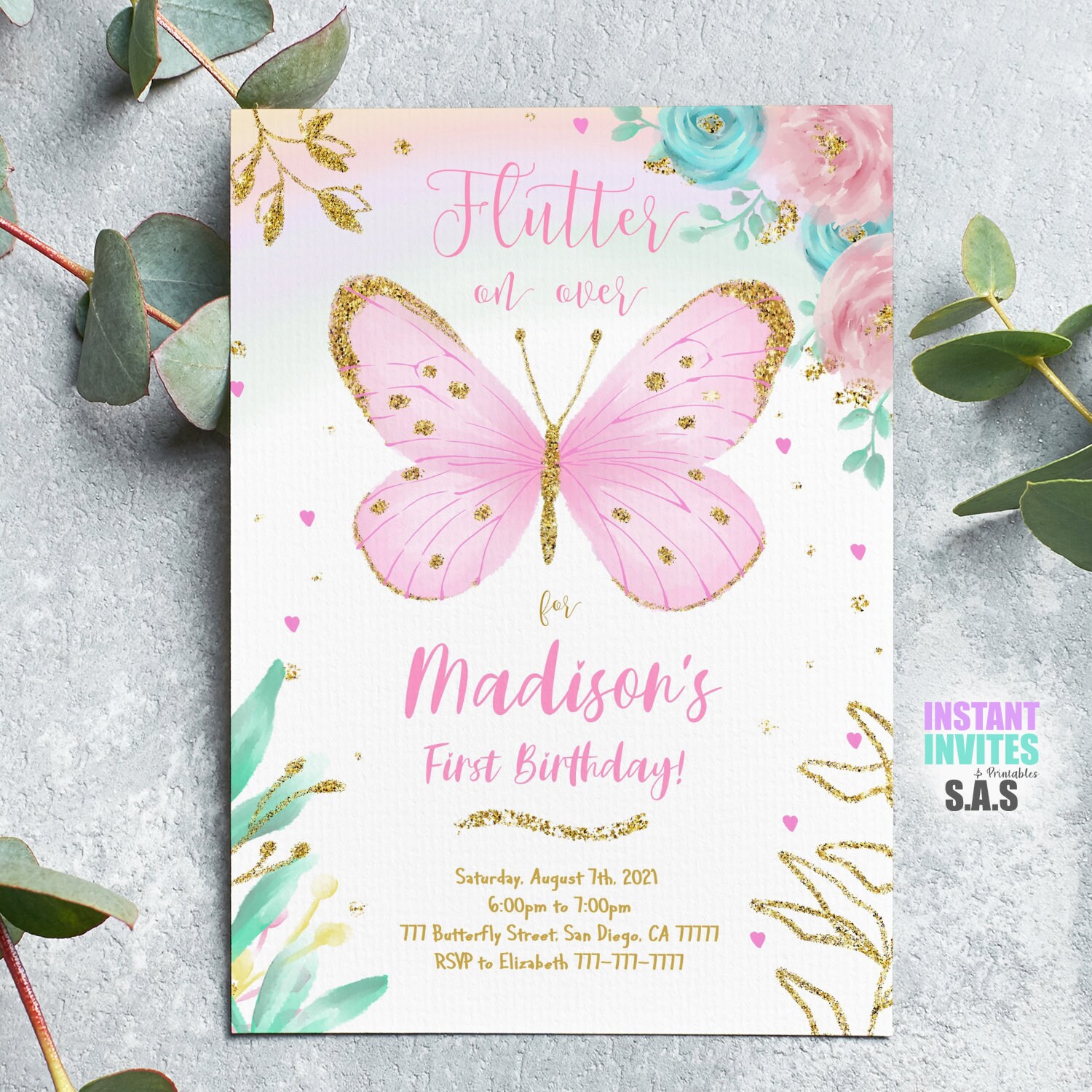 Butterfly Invitation Butterfly Invites Instant Download - Etsy