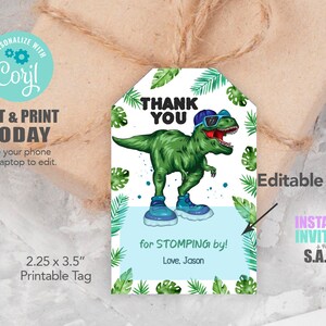 Dinosaur Tags, Dinosaur Birthday Tags, Dinosaur Favor Tags, Dinosaur748 ...