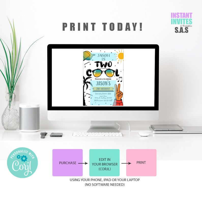 Two Cool Invitation Cool Invites Instant Download Two Cool - Etsy