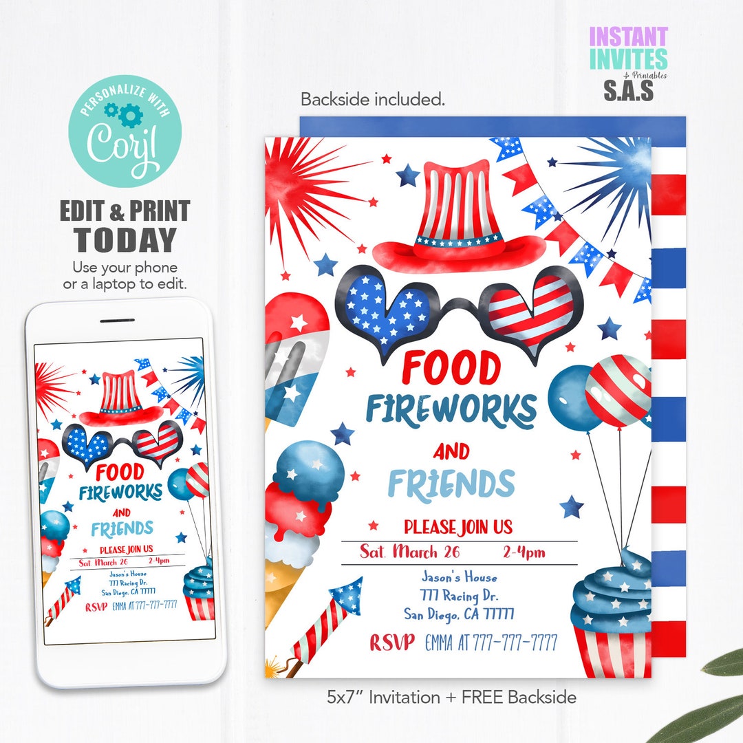 4th of July Invitation, 4th of July Invites, Instant Download 4th of ...