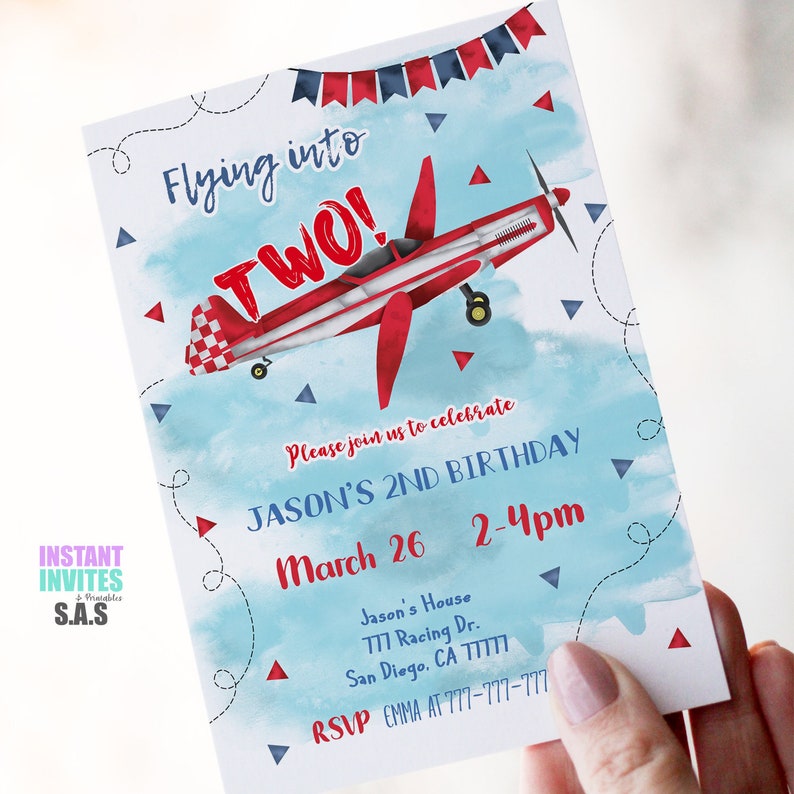 Airplane Invitation Airplane Invites Instant Download - Etsy