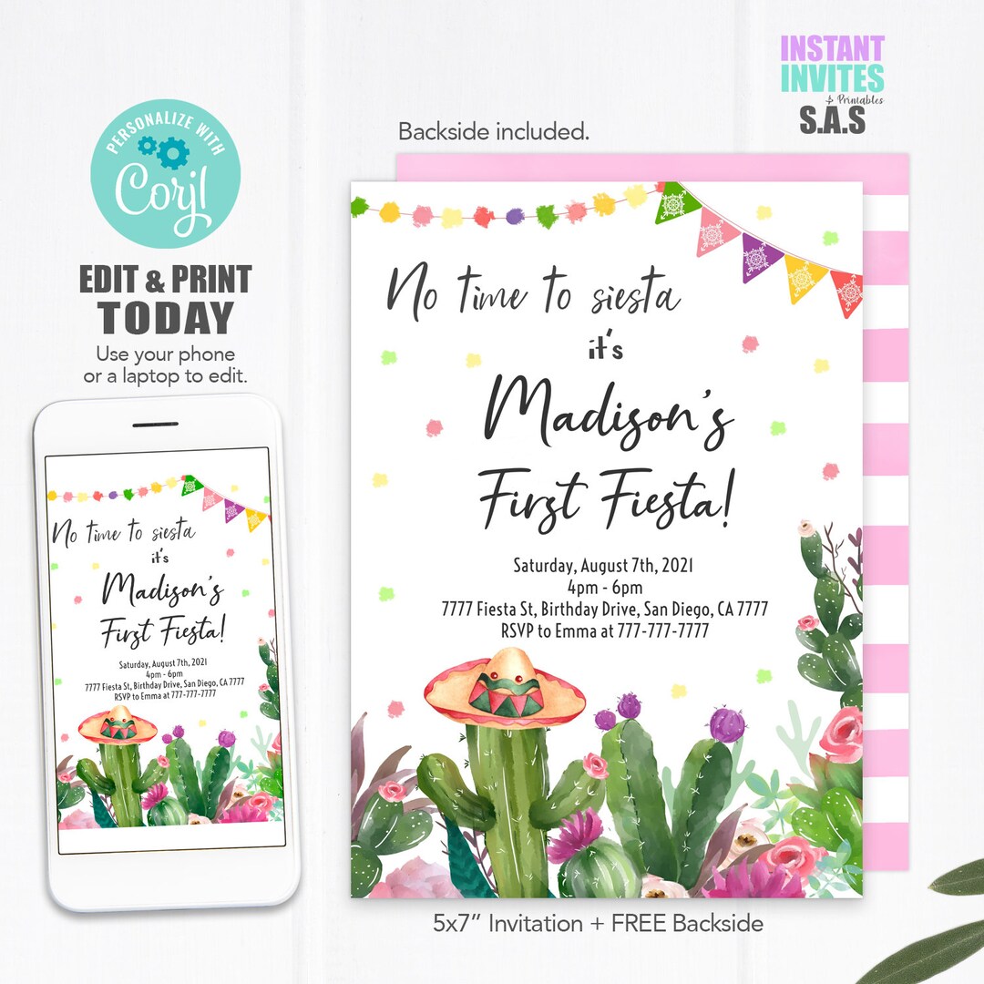 Fiesta Invitation, Fiesta Invites, Instant Download Fiesta Invitations ...