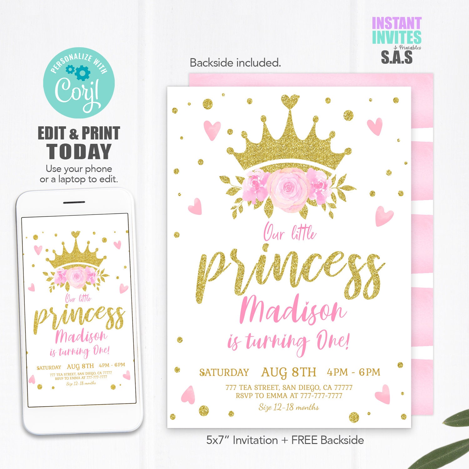 Princess Invitation Princess Birthday Invites Instant - Etsy