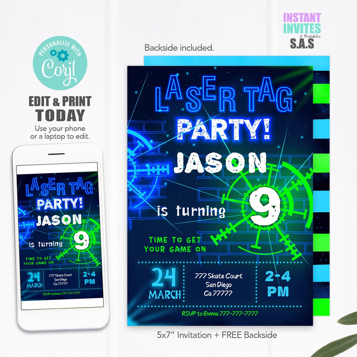 Laser Tag Invitation Laser Tag Invites Instant Download | Etsy