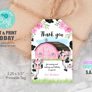 Cow Birthday Tags, Cow Birthday Tag, Cow Birthday Favor Tags, Cow701 - Etsy