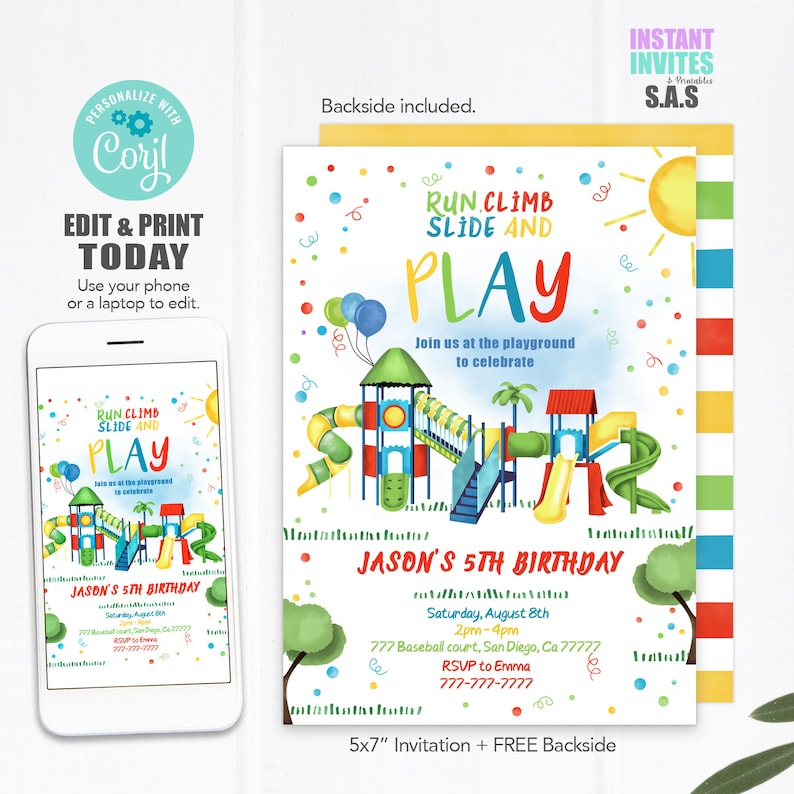 Playground Invitation Playground Invite Instant Download | Etsy