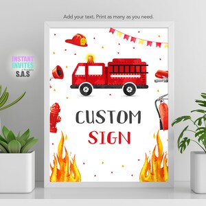 Editable Fire Truck Sign, Fire Engine Custom Sign, Firetruck704 - Etsy