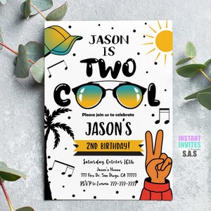 Two Cool Invitation, Cool Invites, Instant Download Two Cool ...