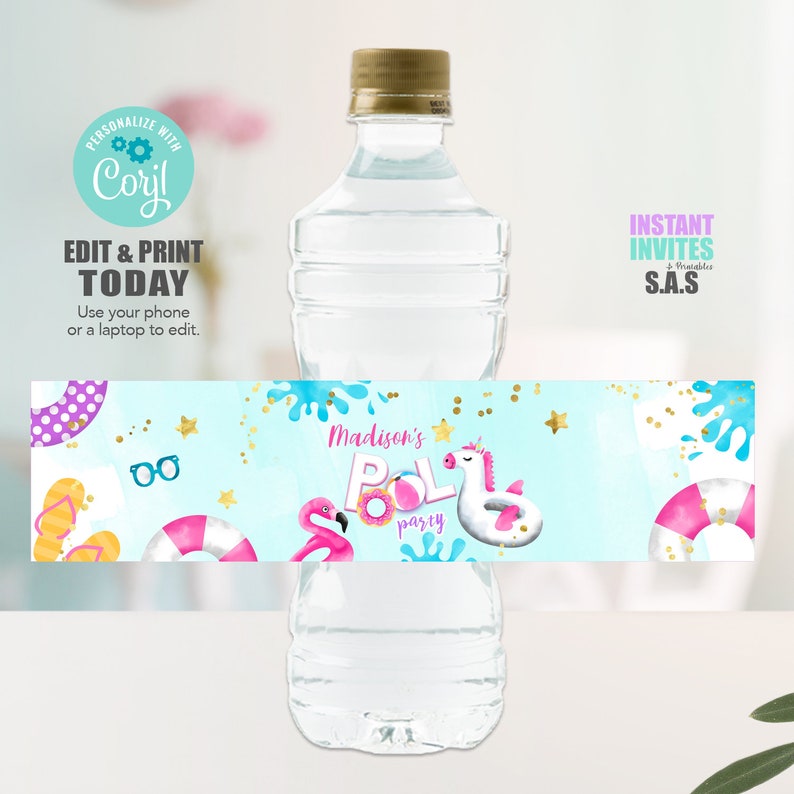 Pool Water Labels Pool Party Labels Pool Water Bottle - Etsy
