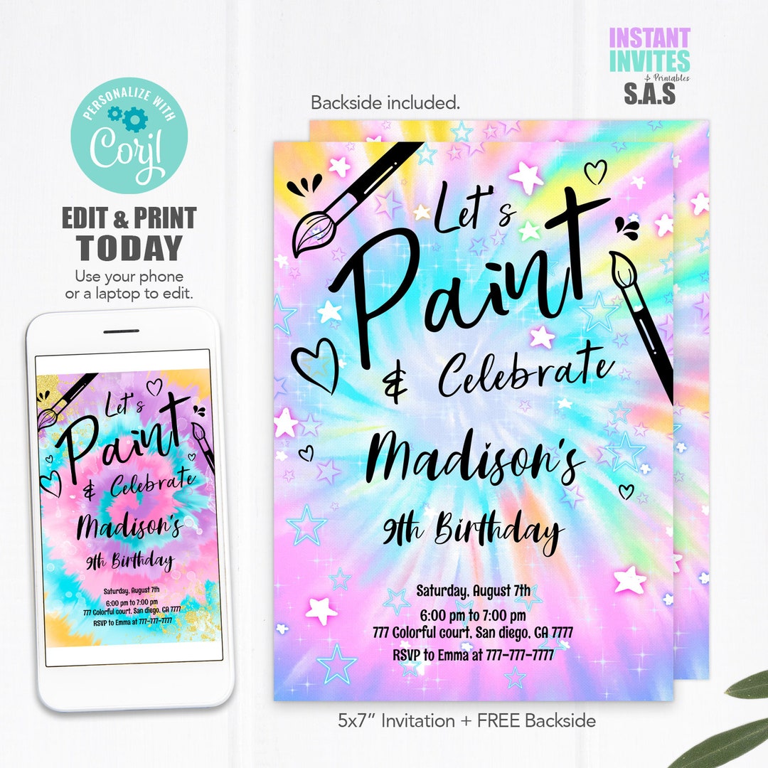 Let's Paint Party Invitation: Art Birthday Invite (instant Download) - Etsy