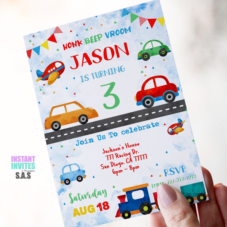 Transport Invitation Transportation Birthday Invites Instant | Etsy