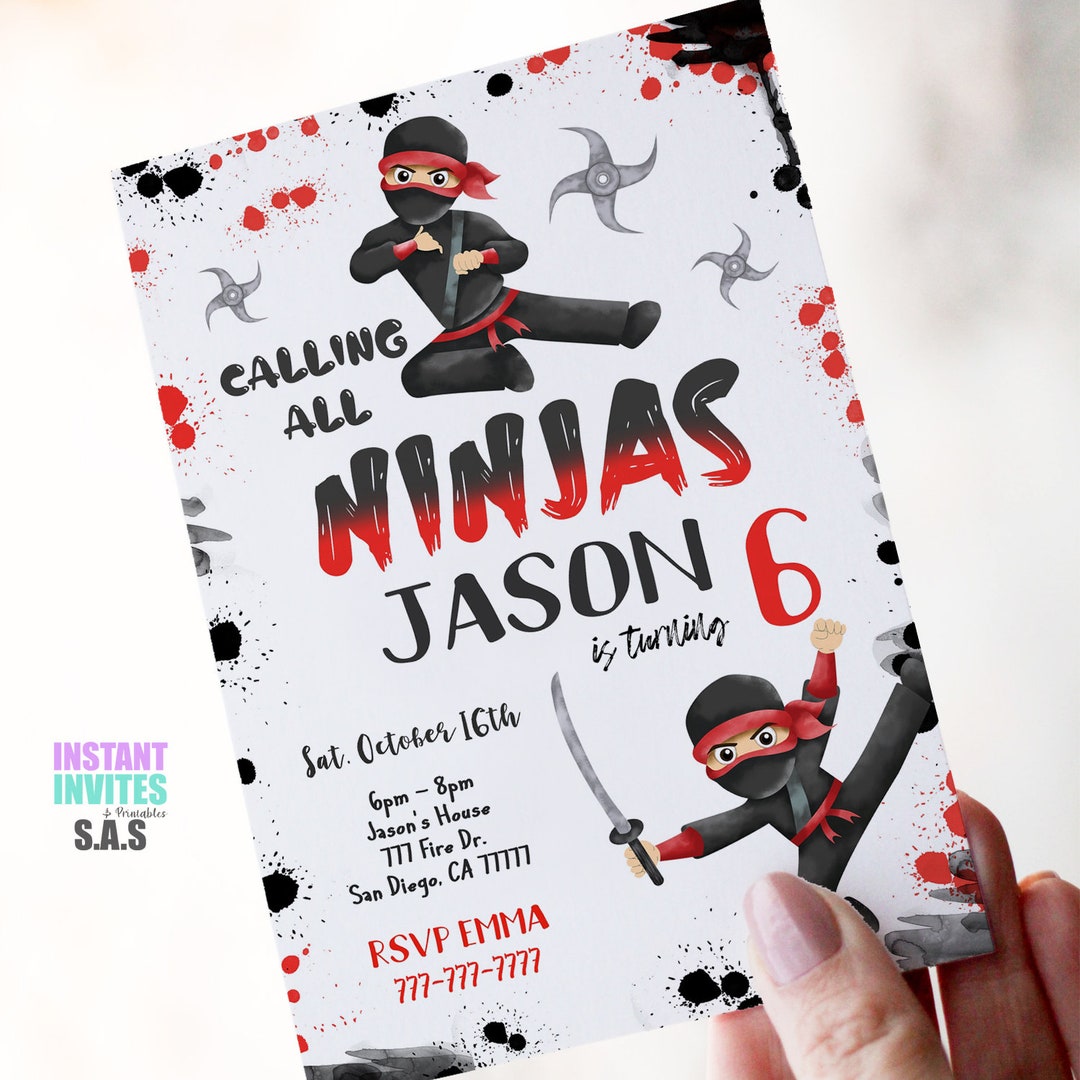 Ninja Invitation, Ninja Birthday Invites, Instant Download Ninja Party ...