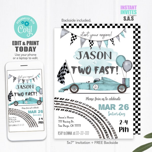 Drag Racing Birthday Invitation - Etsy