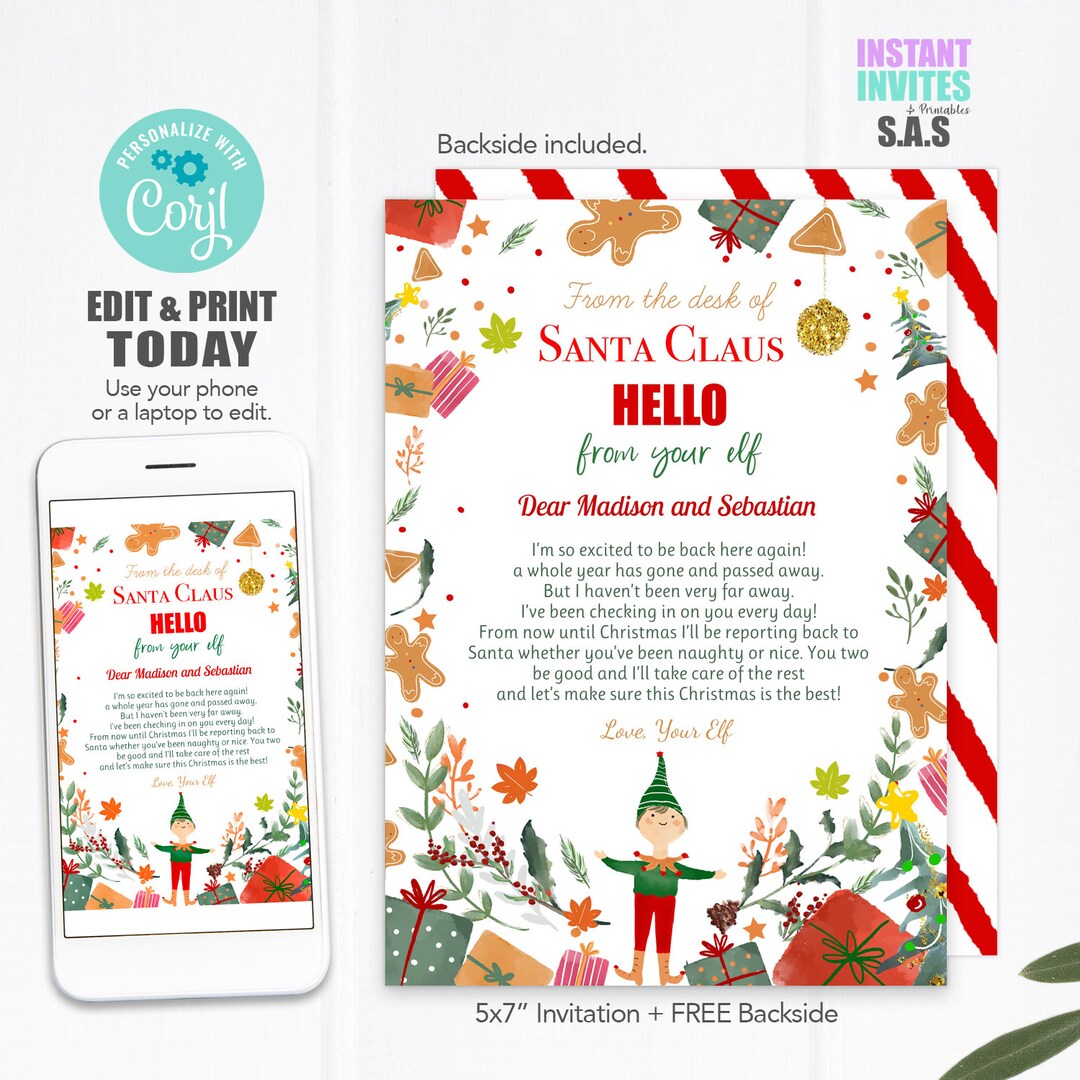 Carta de llegada de Elf, Carta de Elf, Hola de Elf, Elf703 - Etsy México
