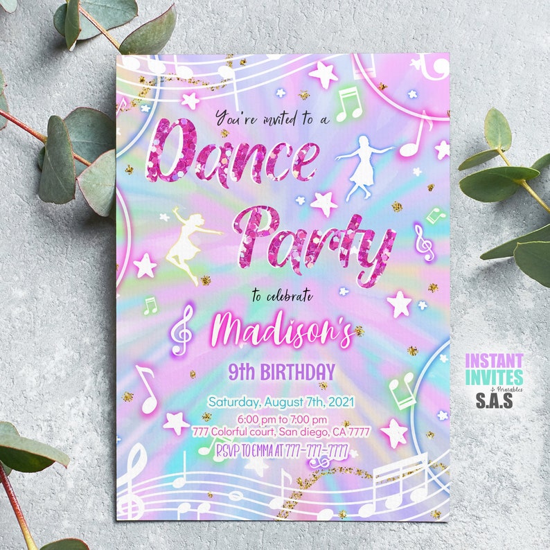 Dance Invitation Dance Party Invites Instant Download Dance - Etsy