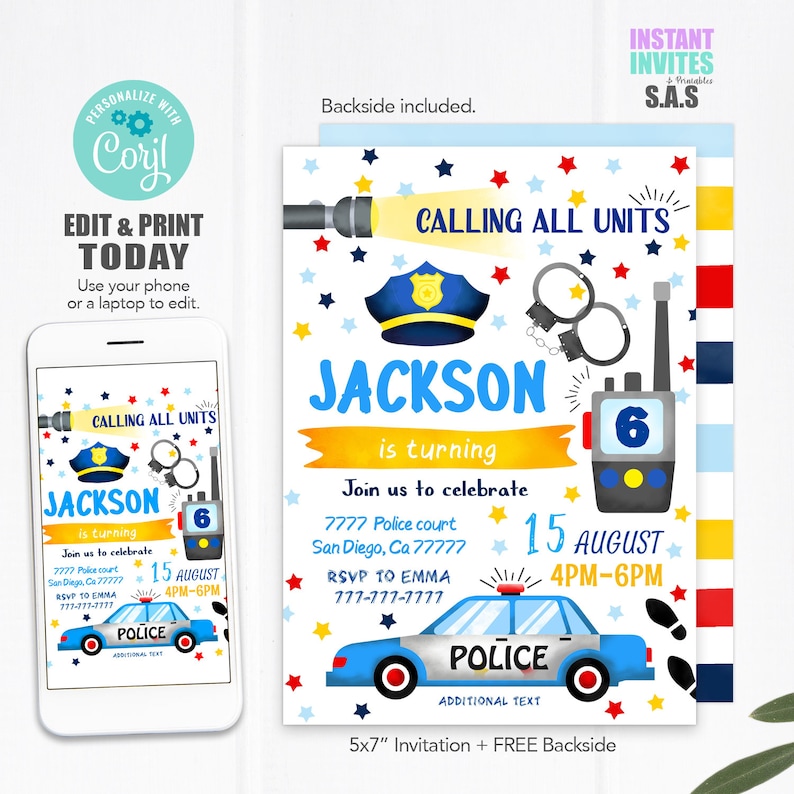 Police Invitation Police Invites Instant Download Police - Etsy